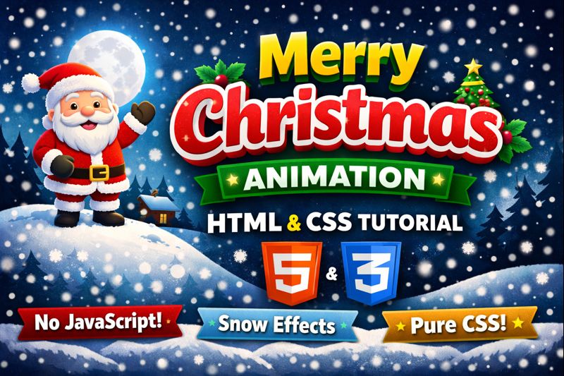 🎅 Merry Christmas Animation 🎄 | HTML & CSS Festive Animation Tutorial ...